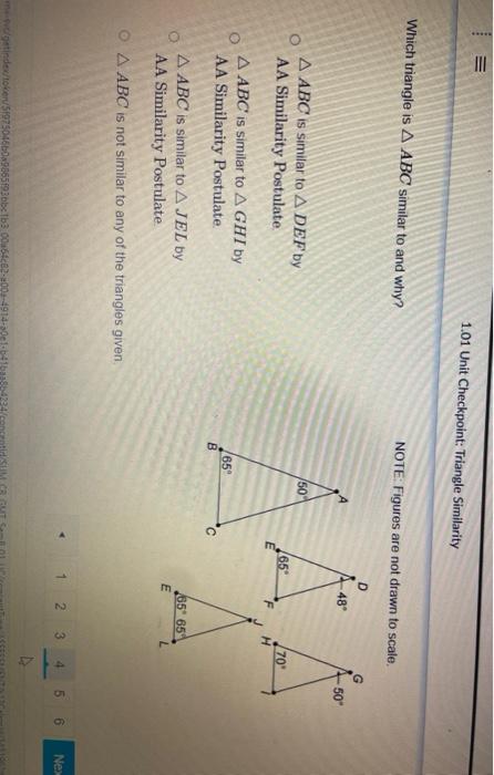 Solved III 1.01 Unit Checkpoint: Triangle Similarity Which | Chegg.com