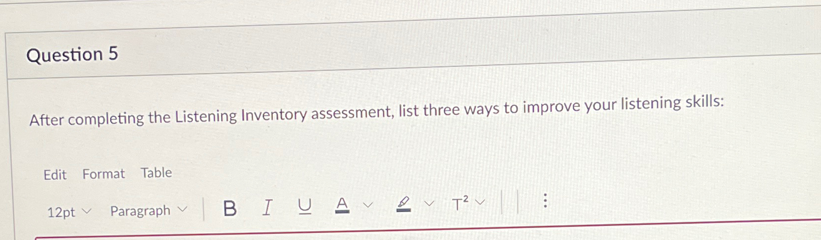 Solved Question 5After completing the Listening Inventory | Chegg.com
