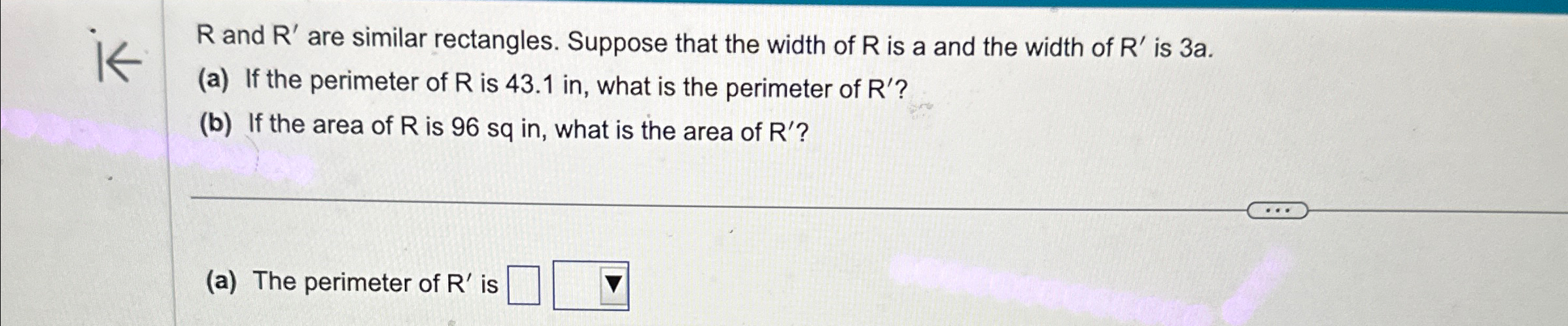 Solved R ﻿and R' ﻿are similar rectangles. Suppose that the | Chegg.com
