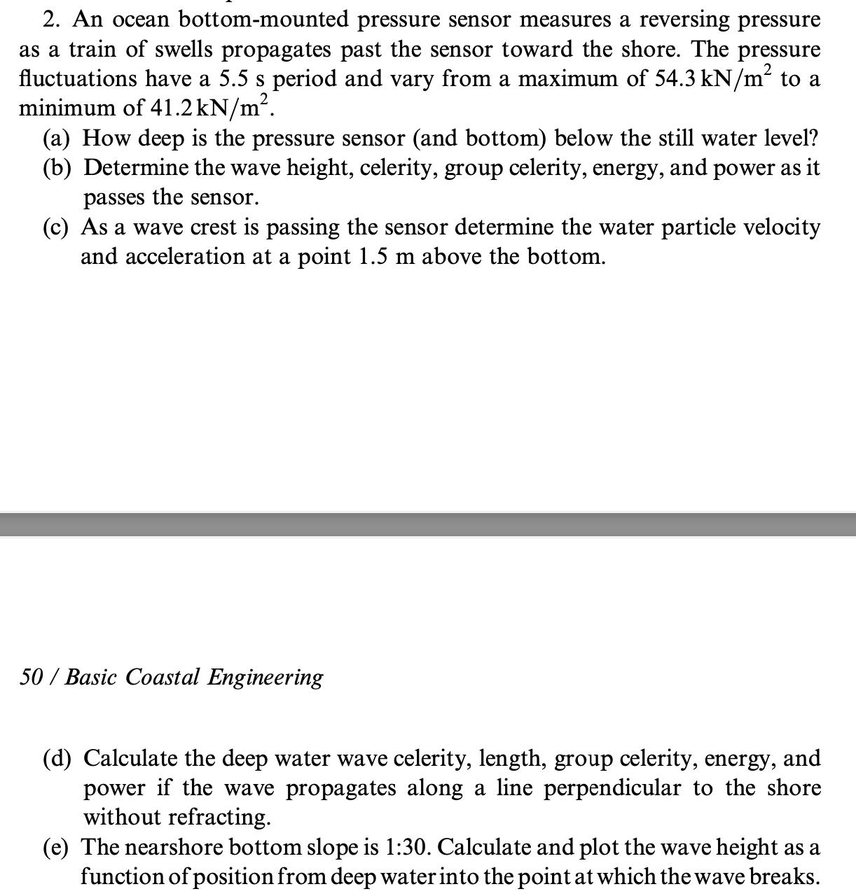 An ocean bottom-mounted pressure sensor measures a | Chegg.com