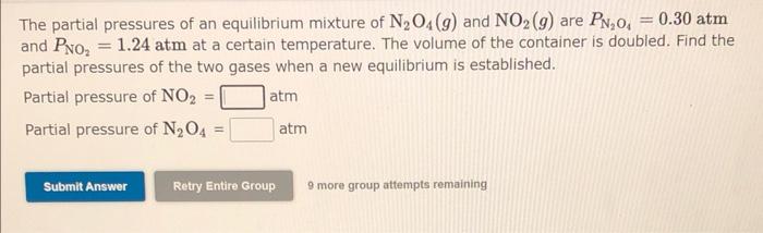 Solved The partial pressures of an equilibrium mixture of | Chegg.com