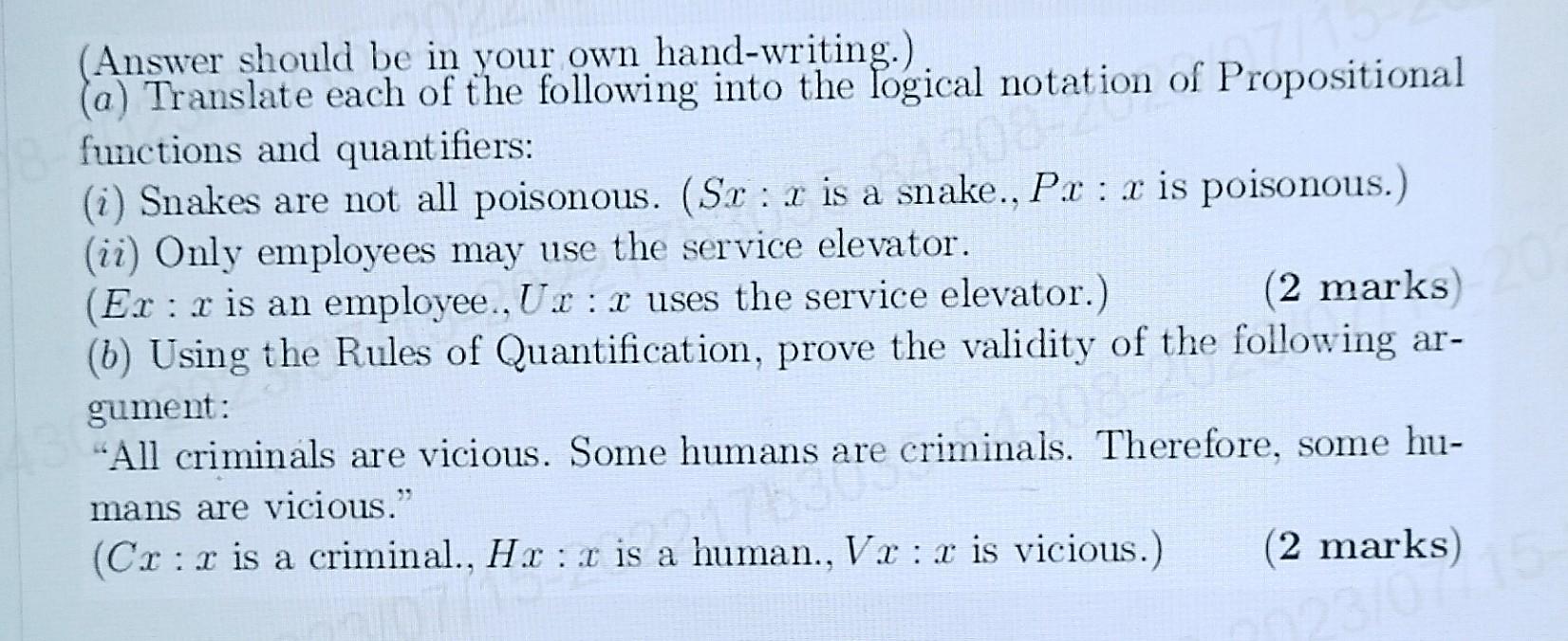 Solved (Answer should be in your own hand-writing.) a) | Chegg.com