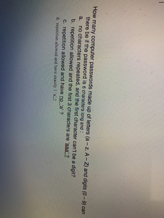 Solved How many computer passwords made up of letters (a - | Chegg.com