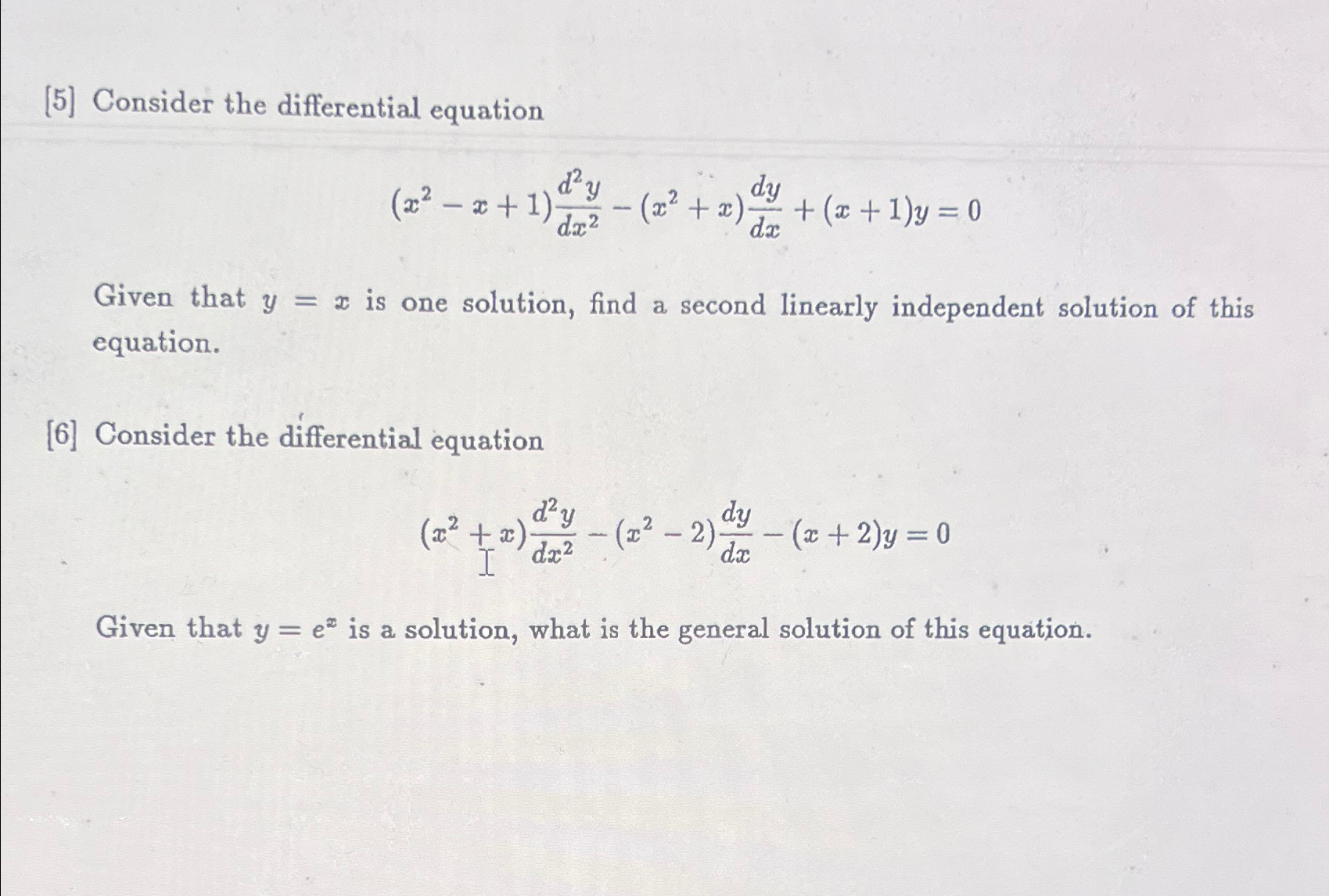 [5] ﻿Consider the differential | Chegg.com