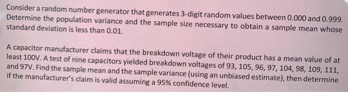 Solved Consider a random number generator that generates | Chegg.com