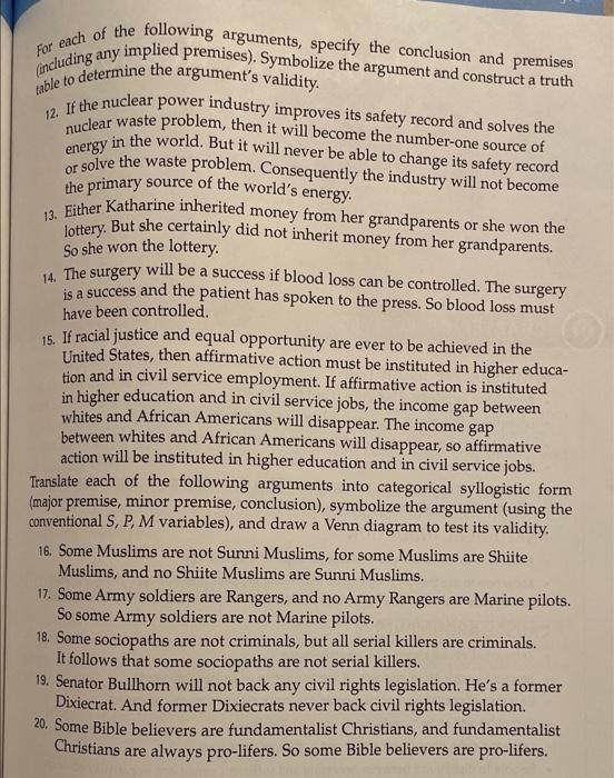 For each of the following arguments, specify the | Chegg.com