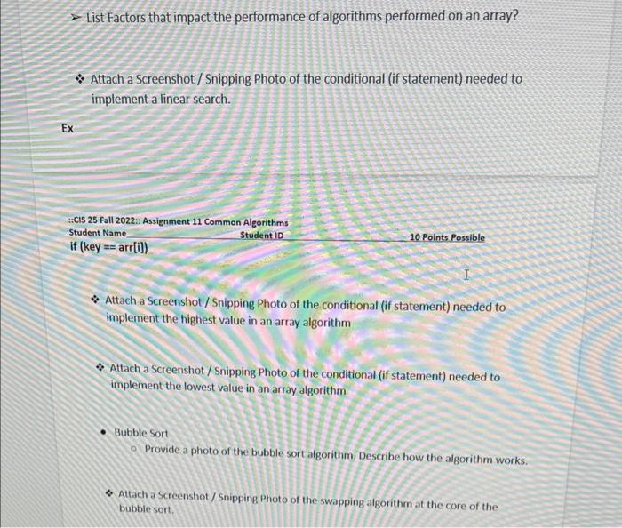 Solved - List Factors that impact the performance of | Chegg.com