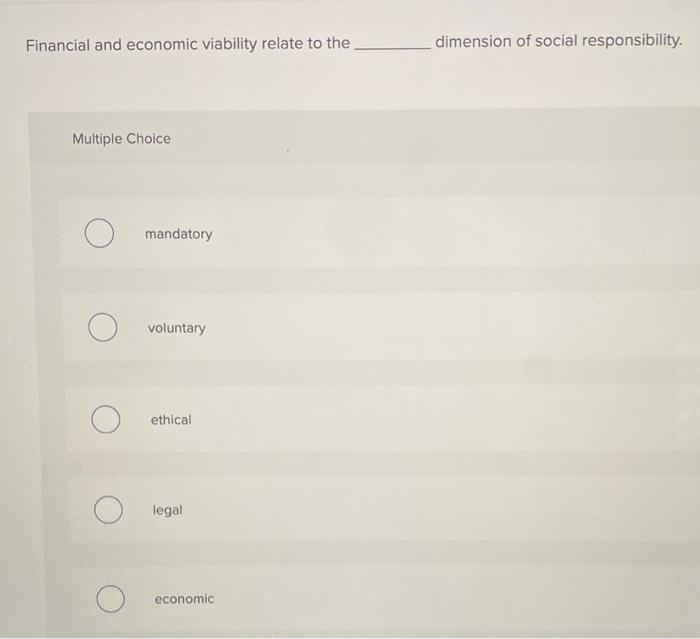 Solved Financial and economic viability relate to the | Chegg.com