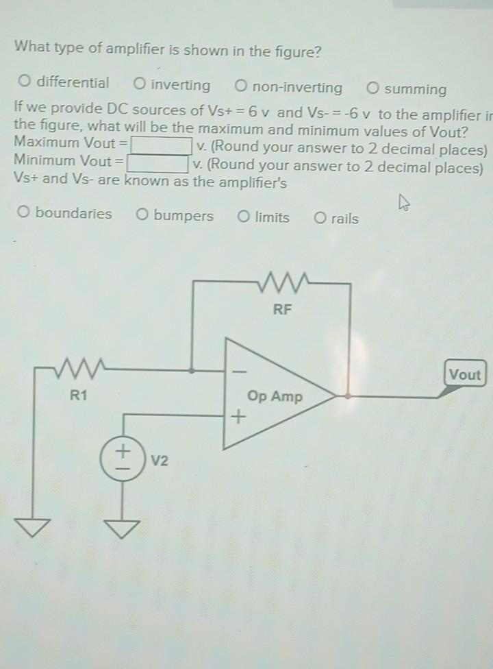 Solved What type of amplifier is shown in the figure? O | Chegg.com