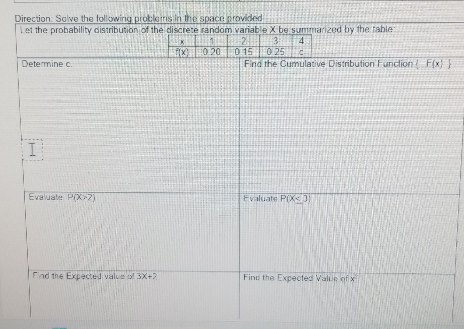 Solved Direction: Solve the following problems in the space | Chegg.com
