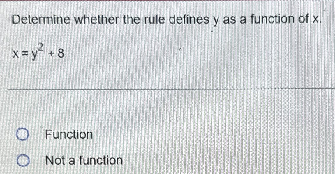 Solved Determine whether the rule defines y ﻿as a function | Chegg.com