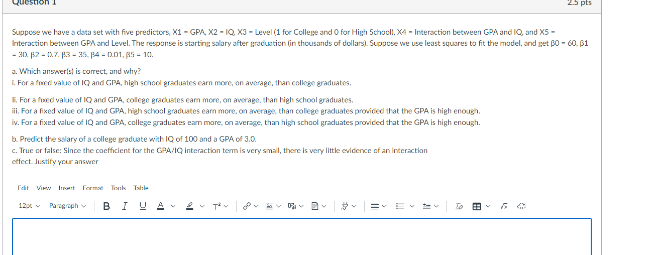 Solved Suppose we have a data set with five predictors, X1 = | Chegg.com