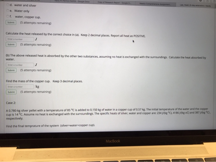 Solved 3. not edited temperature change and heat capacity - | Chegg.com