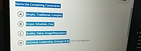 Solved Name the Competing ConstraintsSimple, Traditional | Chegg.com