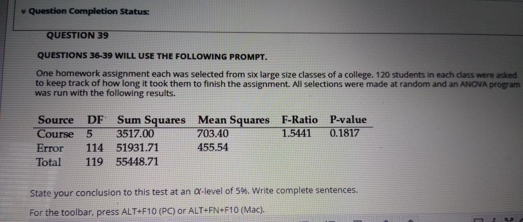 Solved * Question Completion Status: QUESTION 39 QUESTIONS | Chegg.com