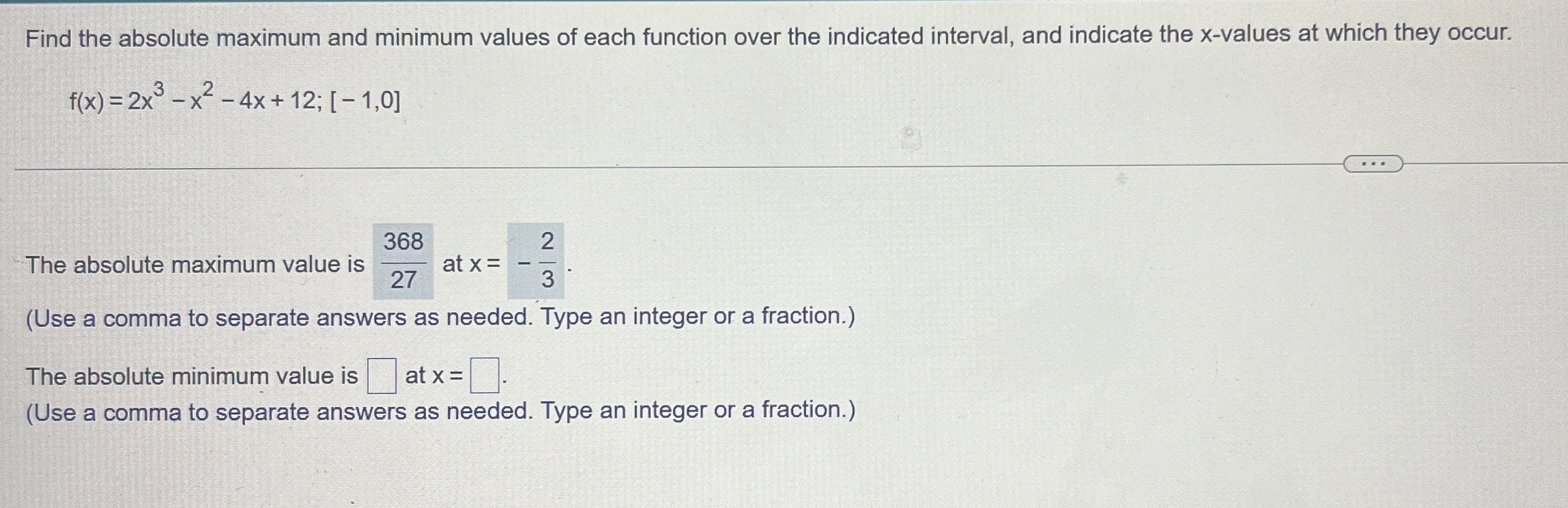 Solved Find the absolute maximum and minimum values of each | Chegg.com
