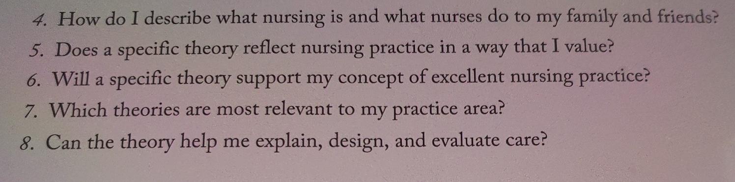 Solved 4. How do I describe what nursing is and what nurses | Chegg.com