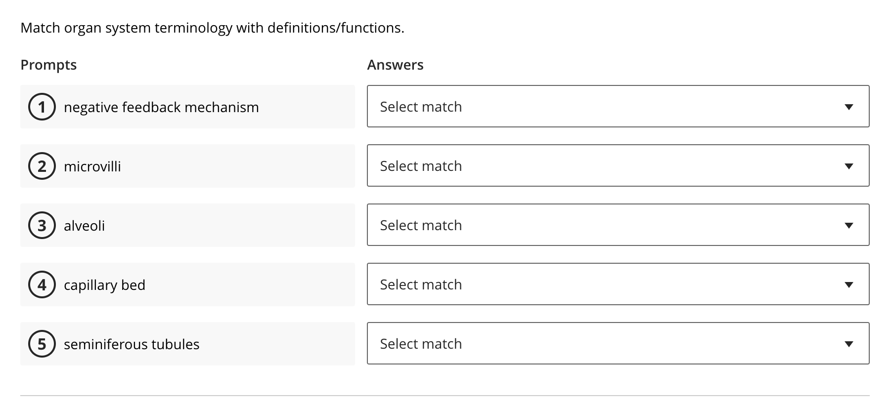 Solved Match organ system terminology with | Chegg.com