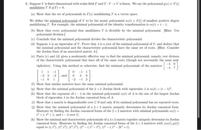 Solved 5. Suppose V is finite-dimensional with scalar field | Chegg.com