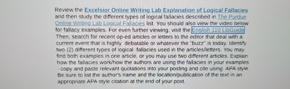 Solved Review the Excelsior Online Writing Lab Explanation | Chegg.com