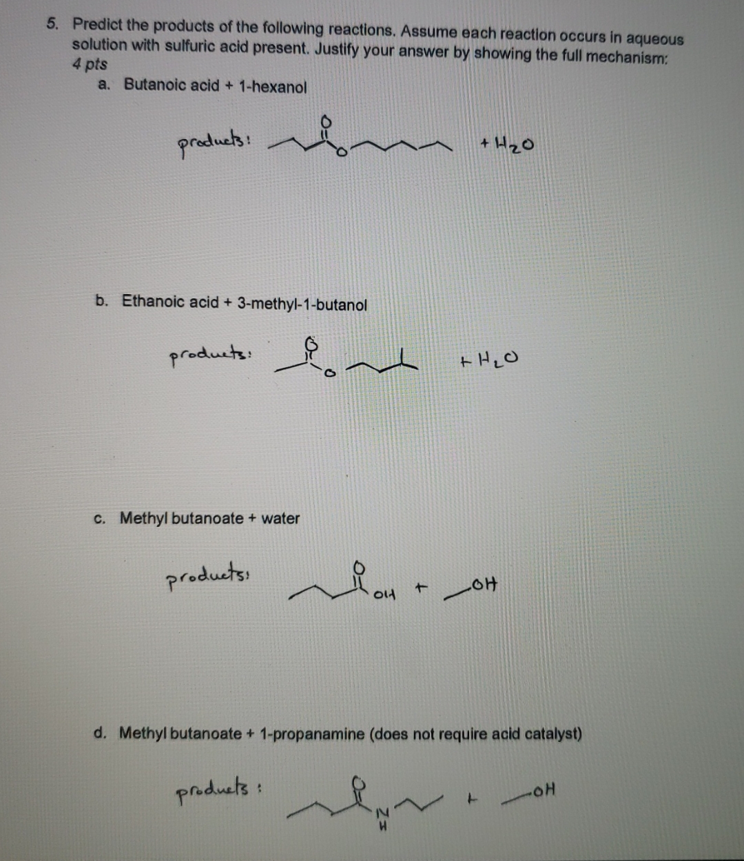 Solved Predict the products of the following reactions. | Chegg.com