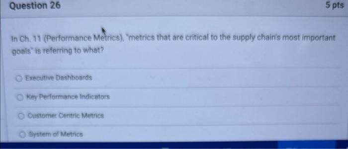Solved In Ch. 11 (Performance Metrics), "metrics that are | Chegg.com