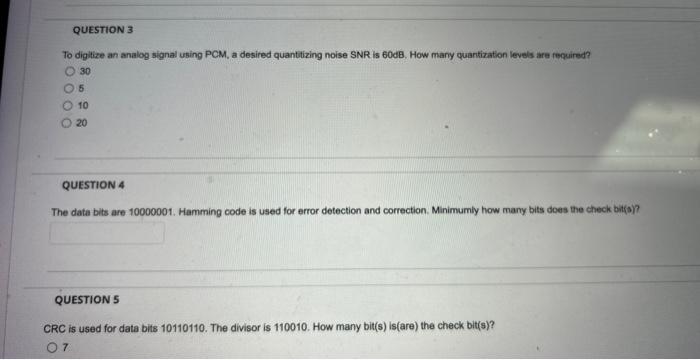 Solved To dighitize an analog signal using PCM, a desired | Chegg.com