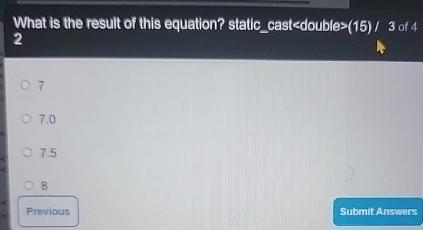 Solved What is the result of this equation? static_cast | Chegg.com