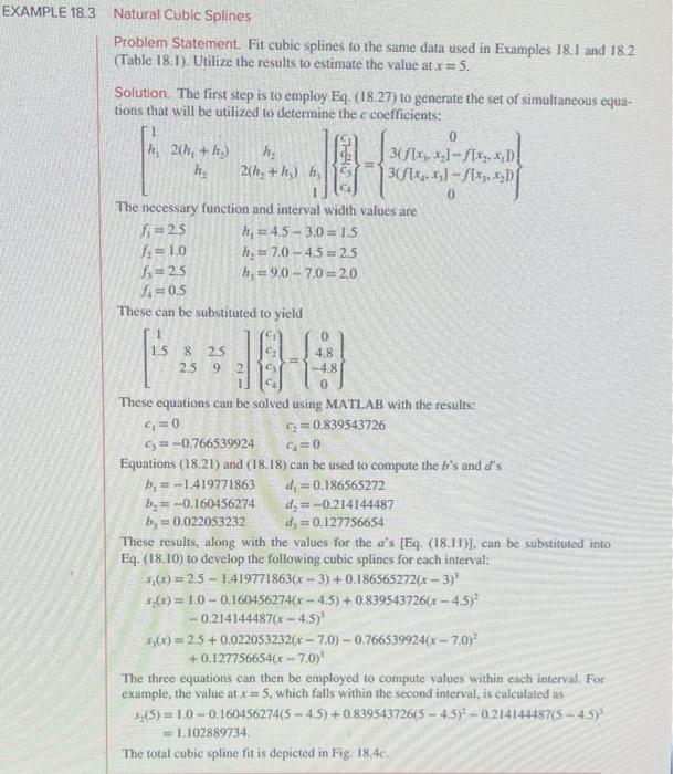 Solved 18.6 Develop an M-file to compute a cubic spline fit | Chegg.com