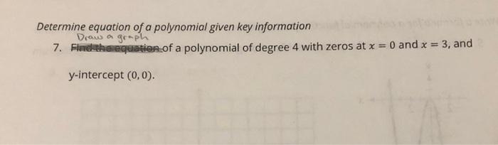 Solved Determine equation of a polynomial given key | Chegg.com