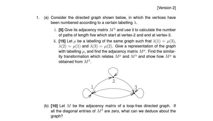 Solved (a) Consider the directed graph shown below, in which | Chegg.com