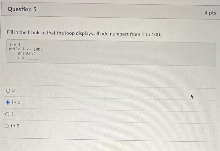 Solved Fill in the blank so that the loop displays all odd | Chegg.com