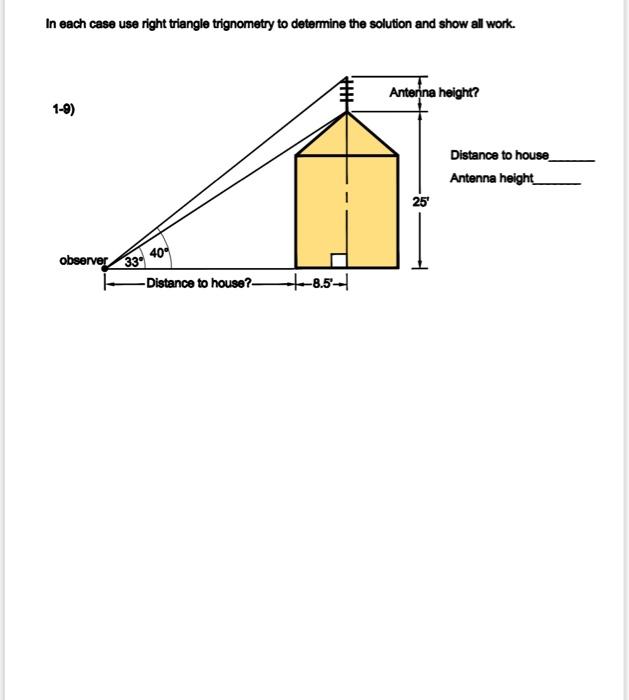 Solved In each case use right triangle trignometry to | Chegg.com