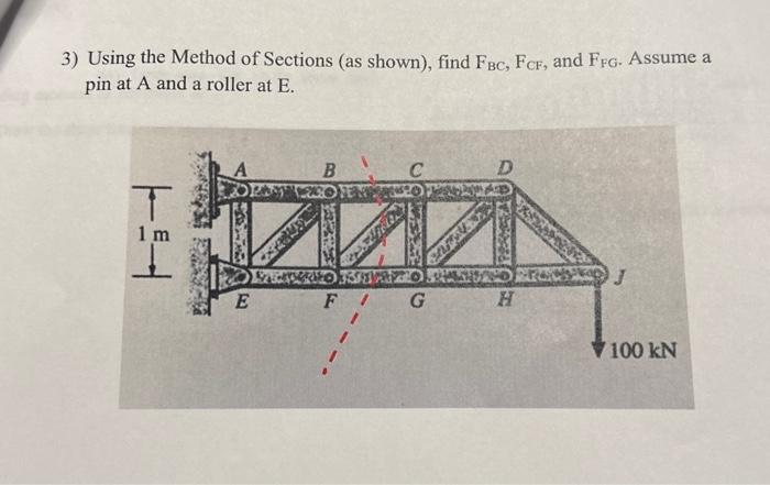 Solved 3) Using the Method of Sections (as shown), find | Chegg.com
