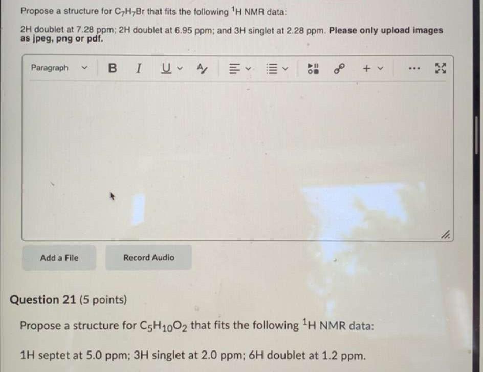 Solved Propose a structure for C7H7Br that fits the | Chegg.com