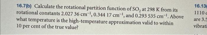 Solved 16.7(b) Calculate the rotational partition function | Chegg.com