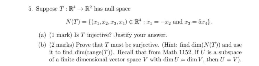 Solved (1 mark) Consider the linear map T1:R2→R3 that | Chegg.com