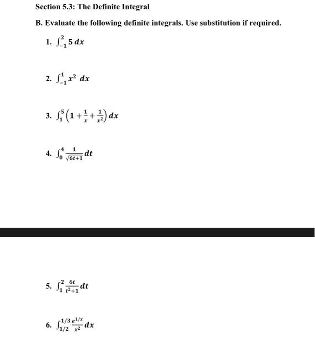 Solved Section 5.3: The Definite Integral B. Evaluate the | Chegg.com