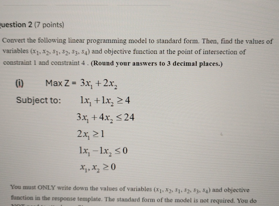 Solved uestion 2 ( 7 ﻿points)Convert the following linear | Chegg.com