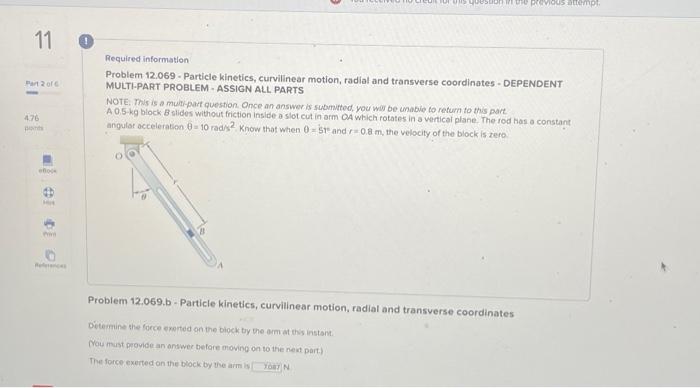 Solved Required information Problem 12.069 - Particle | Chegg.com