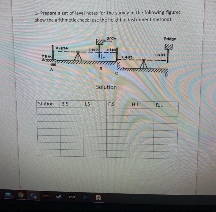 Solved 1- Prepare a set of level notes for the survey in the | Chegg.com