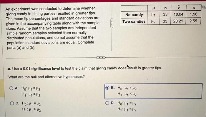 Solved An experiment was conducted to determine whether | Chegg.com