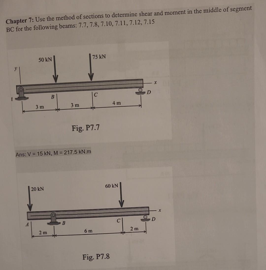 Solved Chapter 7: Use the method of sections to determine | Chegg.com