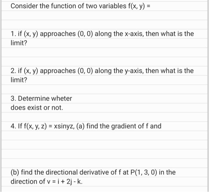 Consider the function of two variables f(x,y)= 1. if | Chegg.com