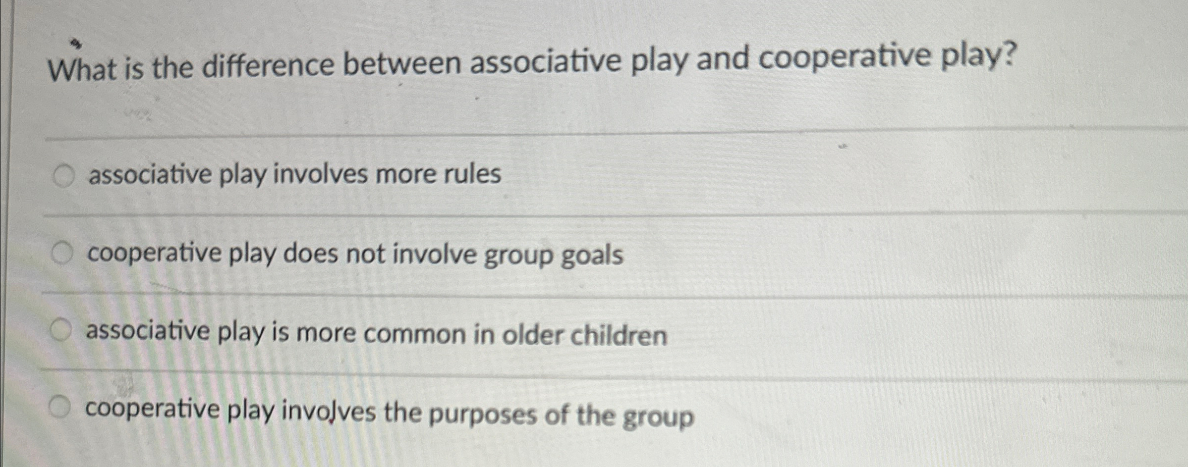 Solved What is the difference between associative play and | Chegg.com