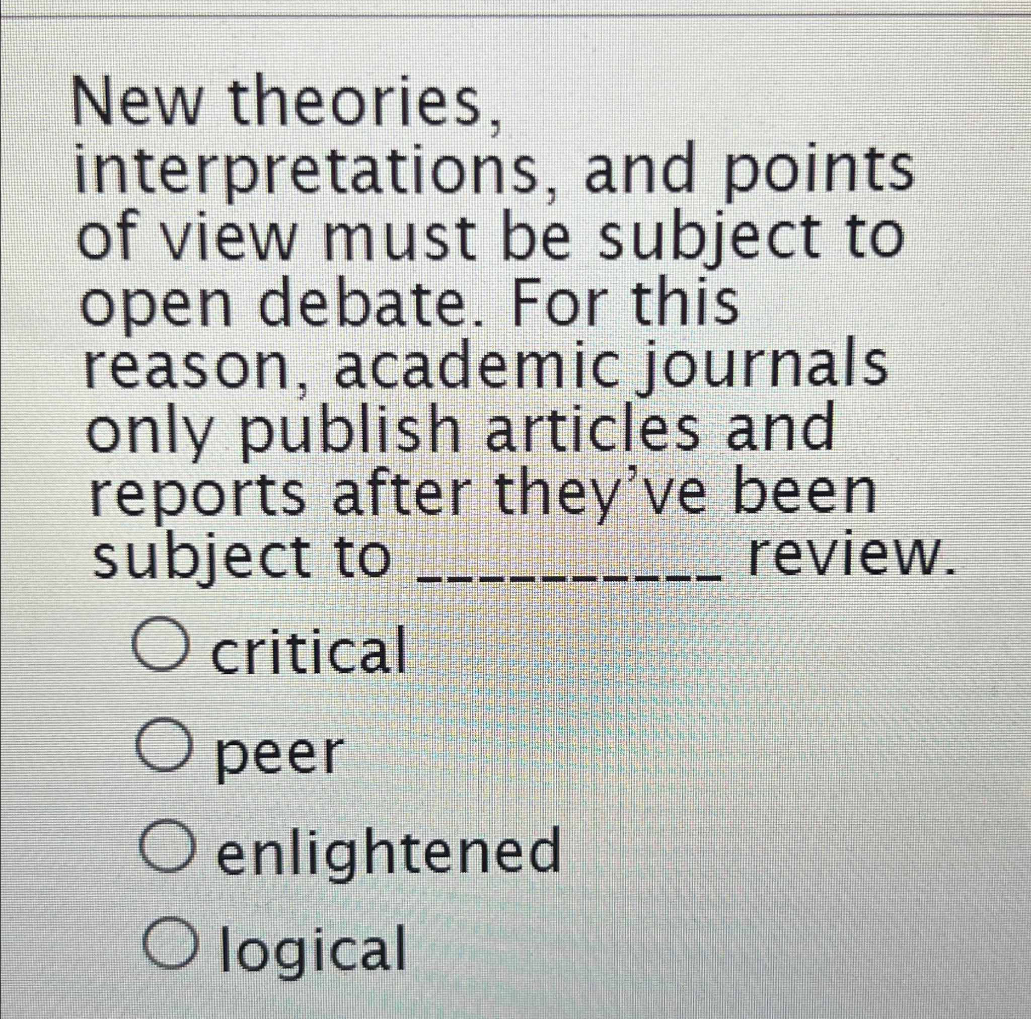 Solved New theories, interpretations, and points of view | Chegg.com