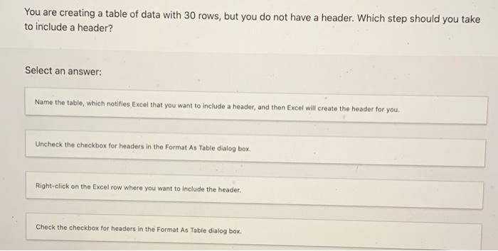 Solved You are creating a table of data with 30 rows, but | Chegg.com
