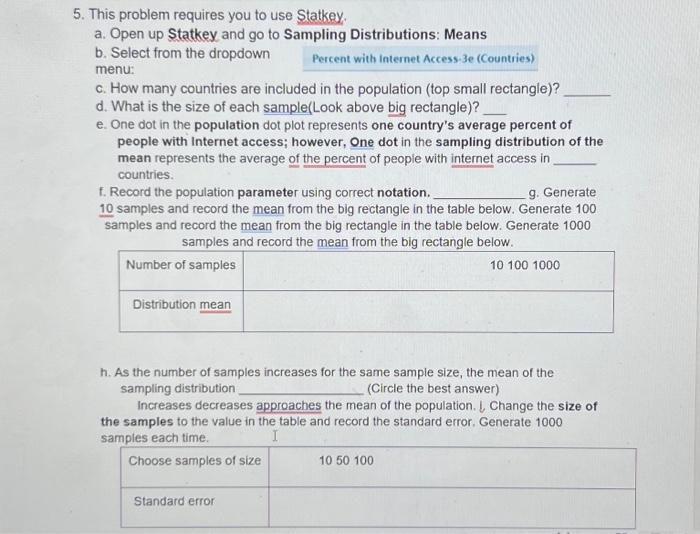 5. This problem requires you to use Statkey. a. Open | Chegg.com