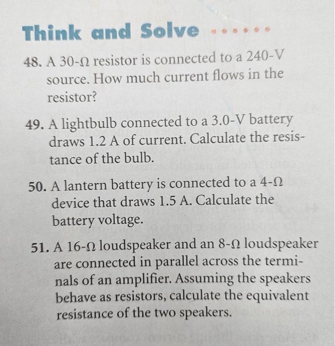 Solved 48. A 30- Ω resistor is connected to a 240−V source. | Chegg.com