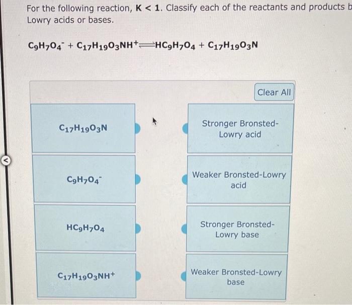 Solved For the following reaction, K